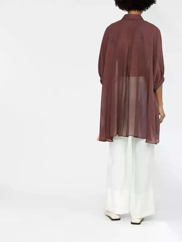 Brunello Cucinelli Semi-sheer Asymmetric Hem Blouse