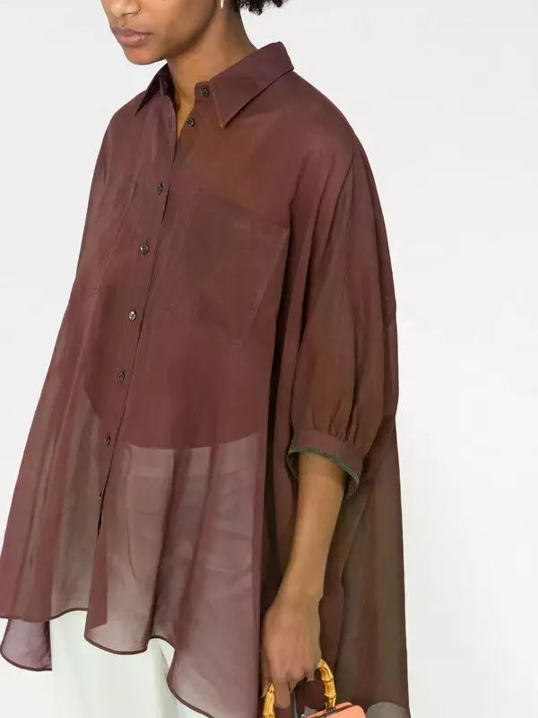 Brunello Cucinelli Semi-sheer Asymmetric Hem Blouse