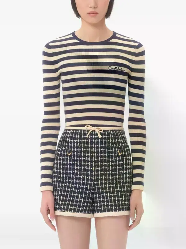 Valentino Garavani Striped Crewneck Sweater With Embroidered Detail