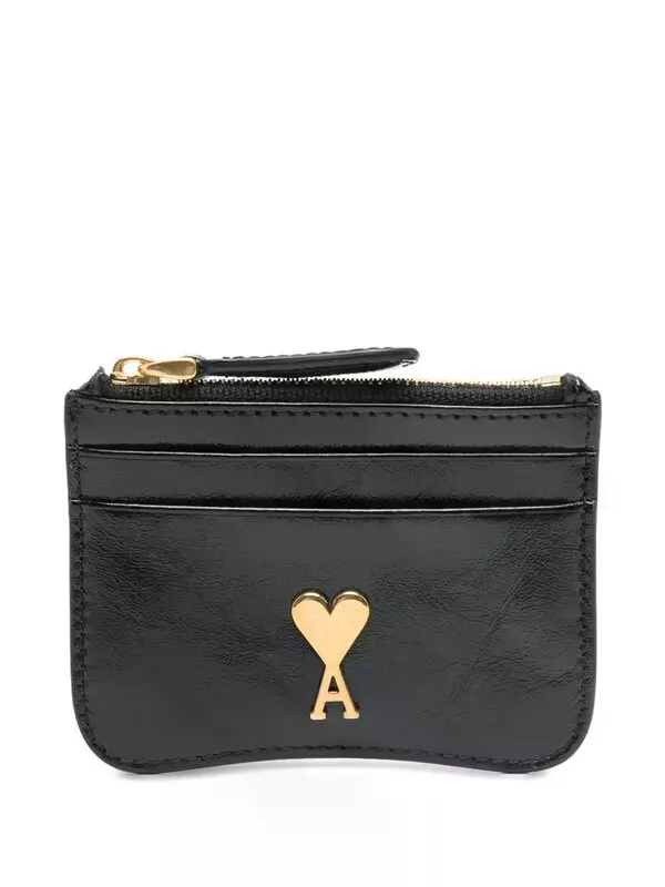AMI Paris De Coeur-plaque Wallet - Black