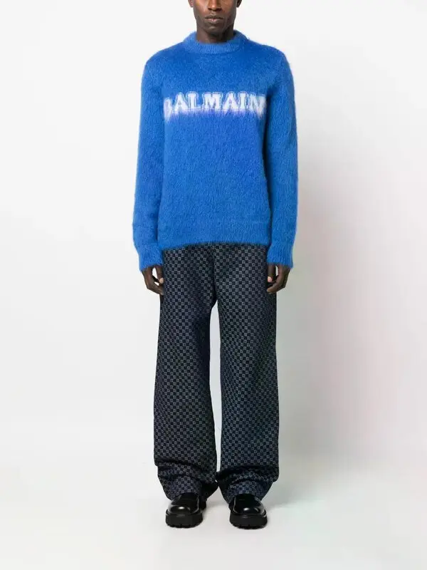 Balmain Logo-print Brushed-finish Jumper