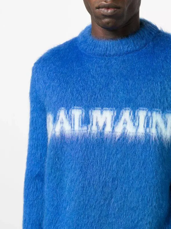Balmain Logo-print Brushed-finish Jumper