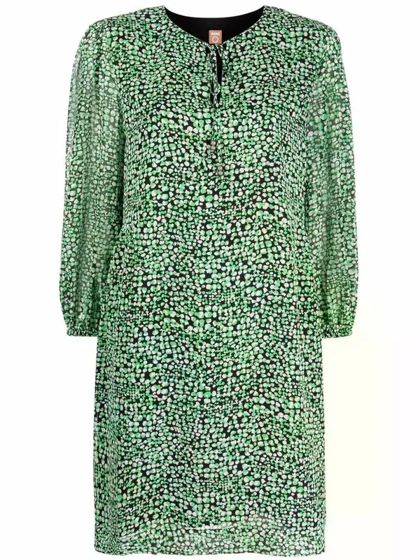 BOSS Graphic-print Long-sleeve Dress