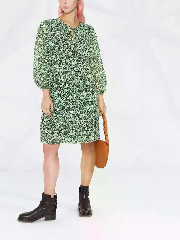 BOSS Graphic-print Long-sleeve Dress