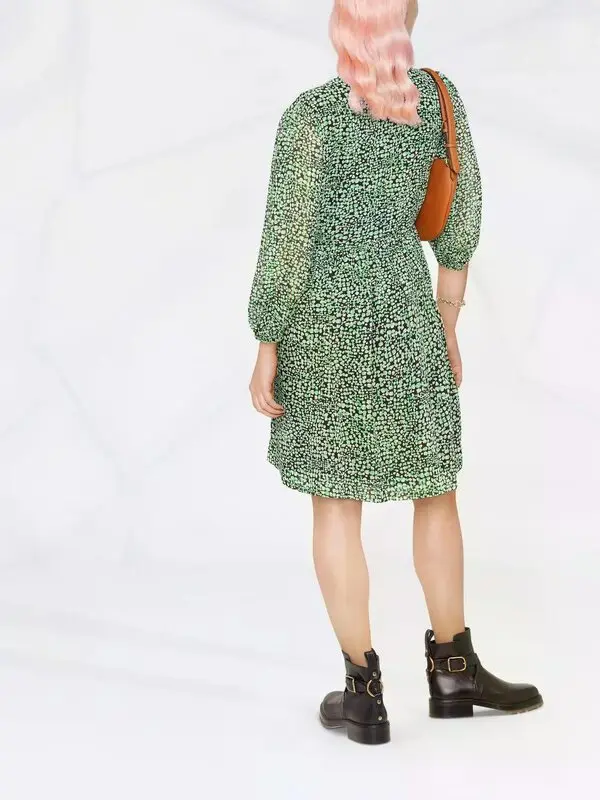 BOSS Graphic-print Long-sleeve Dress
