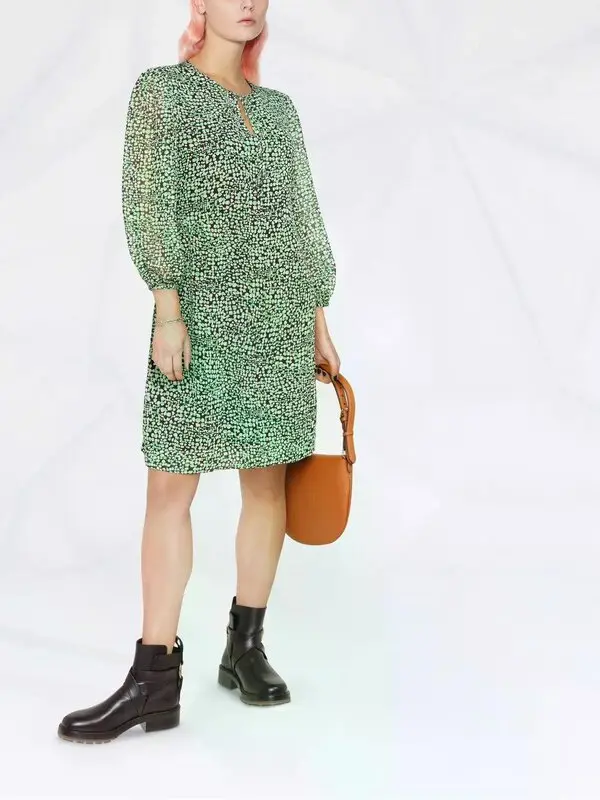BOSS Graphic-print Long-sleeve Dress