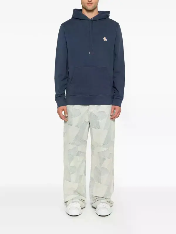 Maison Kitsuné Fox Head Cotton Hoodie - Blue