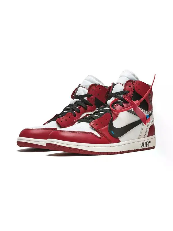 JORDAN X Off-white The : Air 1 Chicago High Top Sneakers - Red