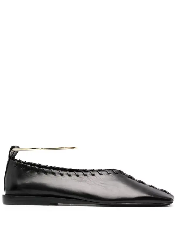 JIL SANDER Ring-detail Ballerina Shoes - Black