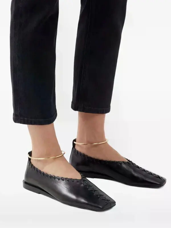JIL SANDER Ring-detail Ballerina Shoes - Black