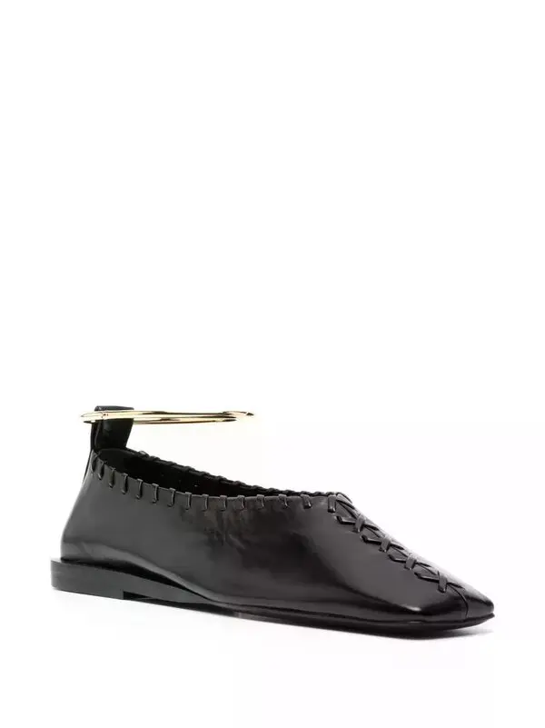 JIL SANDER Ring-detail Ballerina Shoes - Black