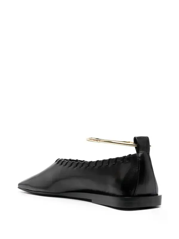 JIL SANDER Ring-detail Ballerina Shoes - Black