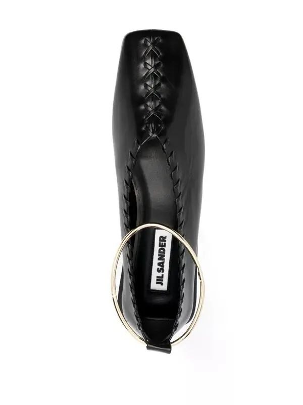 JIL SANDER Ring-detail Ballerina Shoes - Black