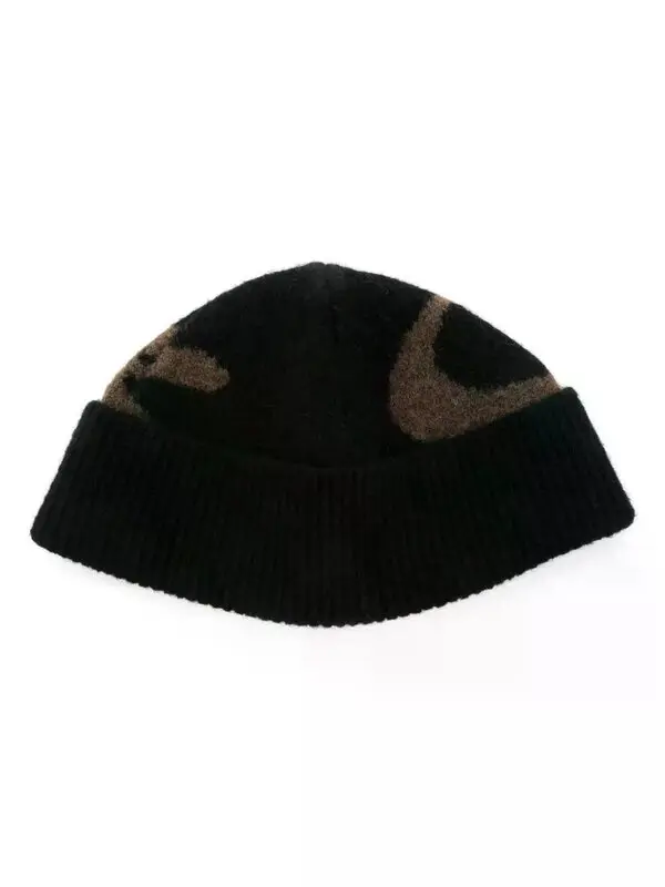 Nanushka Intarsia-motif Beanie - Black