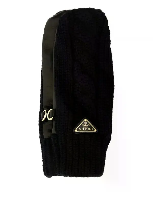Prada Enamel-triangle Logo Gloves - Black