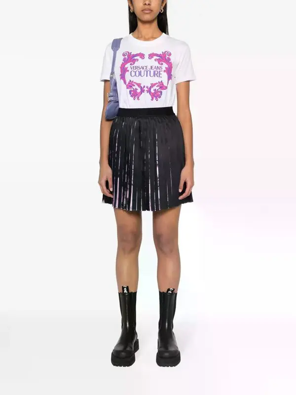 Versace Watercolour Barocco Pleated Mini Skirt