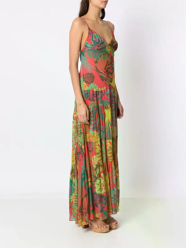 AMIR SLAMA Palm Leaf Print Maxi Dress