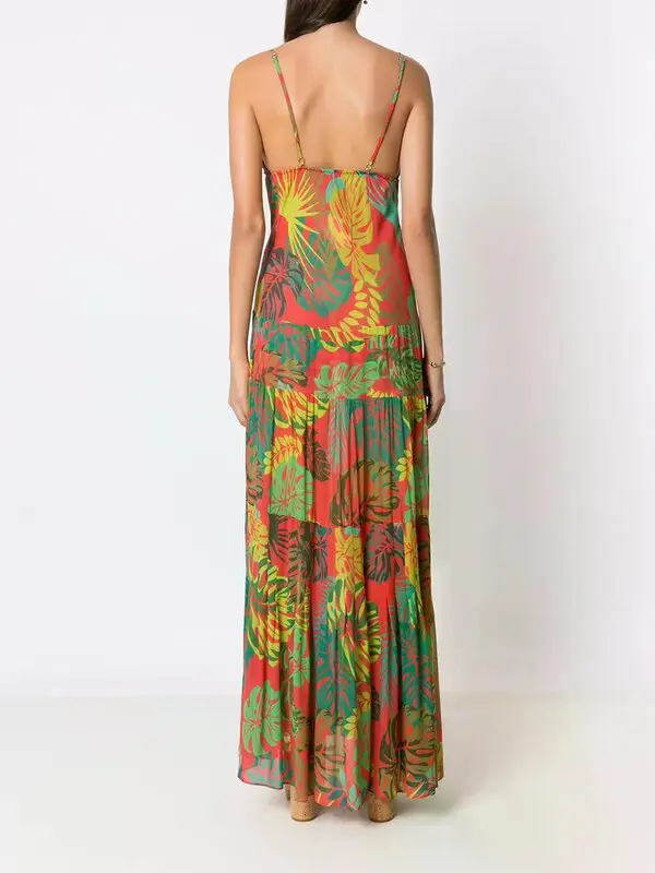 AMIR SLAMA Palm Leaf Print Maxi Dress