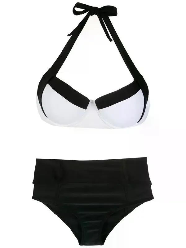 AMIR SLAMA Two-tone High-rise Bikini Set - Black