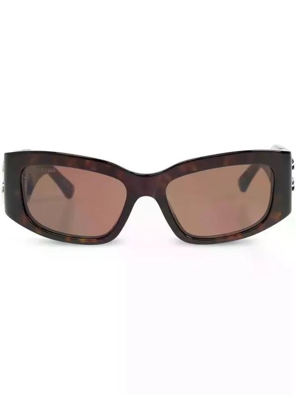 Balenciaga Bb-logo Rectangle Sunglasses - Brown