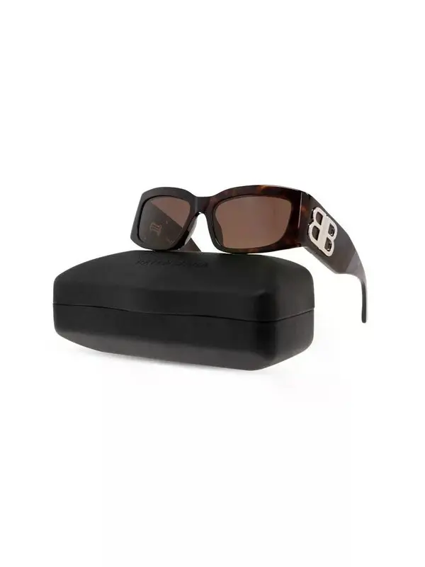 Balenciaga Bb-logo Rectangle Sunglasses - Brown