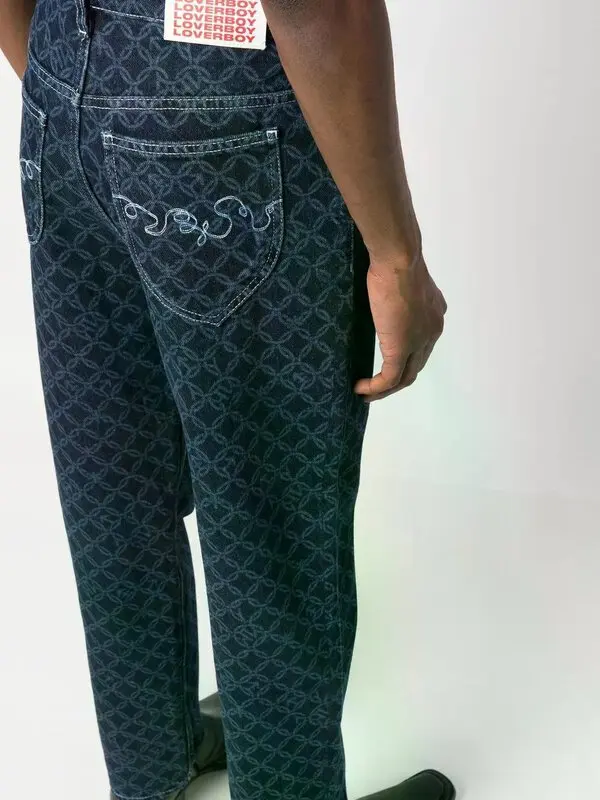 CHARLES JEFFREY Geometric-patterned Straight Leg Jeans