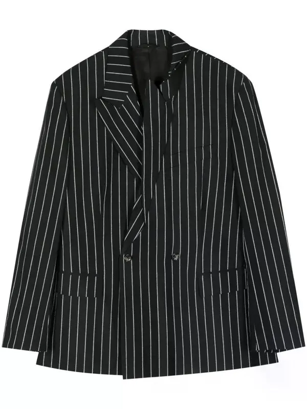 MARINA YEE Striped Double-breasted Blazer