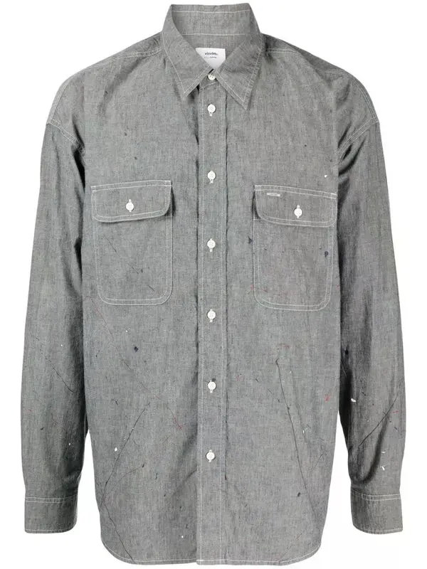 Visvim Logo-print Paint-splatter Shirt