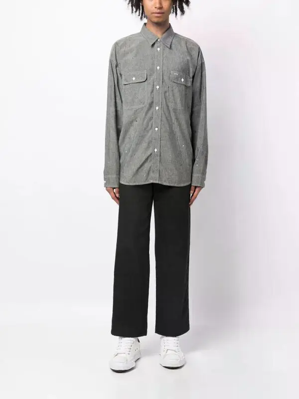 Visvim Logo-print Paint-splatter Shirt