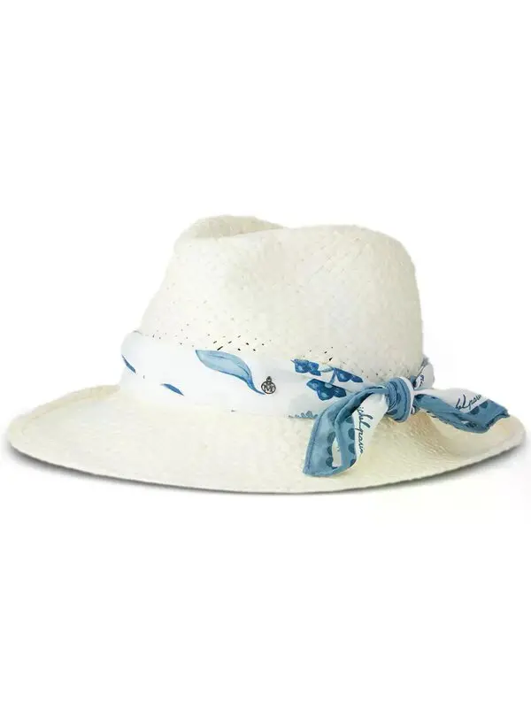 MAISON MICHEL Kate Straw Fedora - White