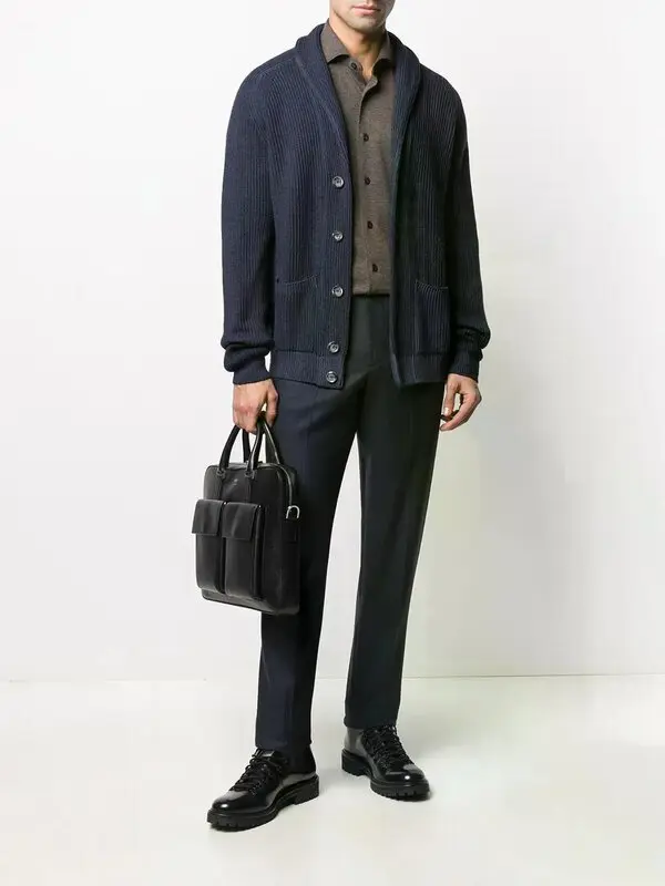 ORIAN Spread Collar Piqué Shirt - Brown