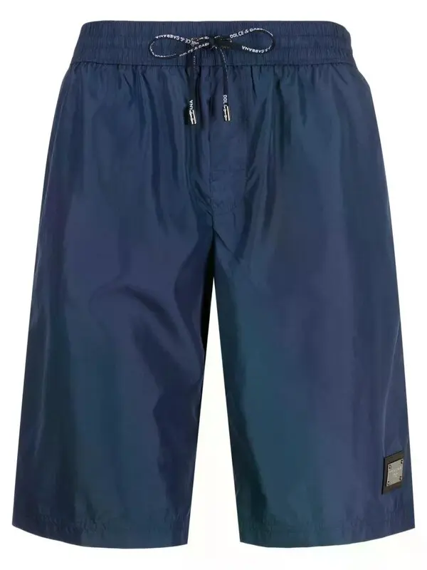 Dolce & Gabbana Logo-appliqué Swim Shorts - Blue
