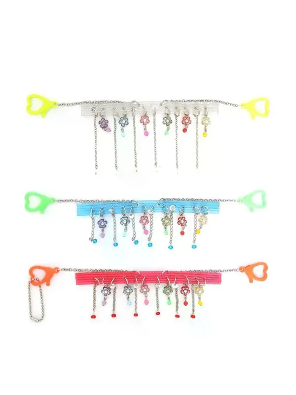 AMIR SLAMA Flower-detailing Bag Chain Set Of Three - Silver