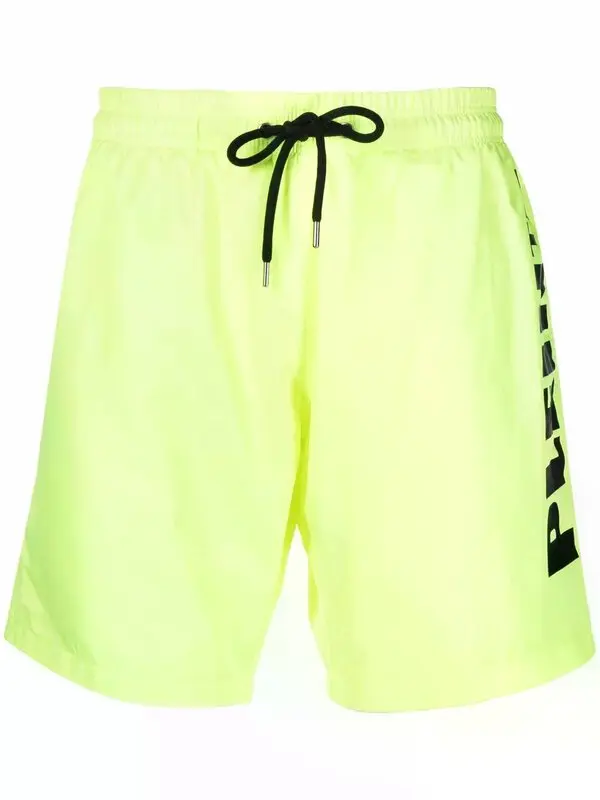Philipp Plein Logo-print Drawstring-waist Swim Shorts - Yellow
