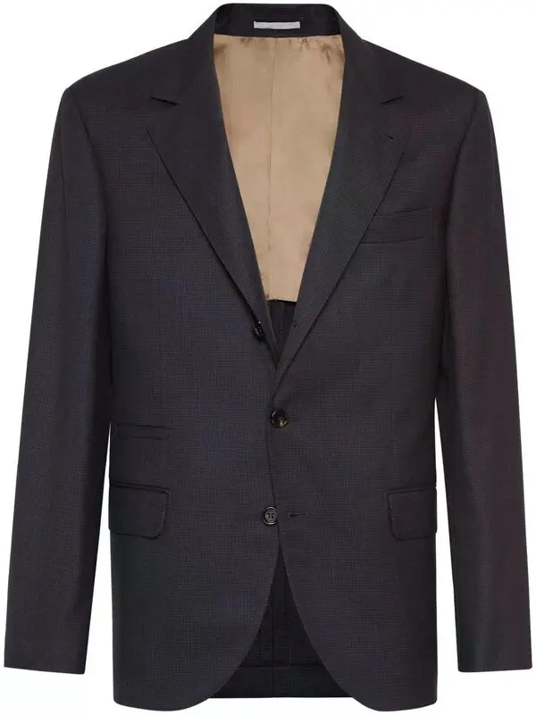 Brunello Cucinelli Houndstooth Virgin-wool Blazer - Grey