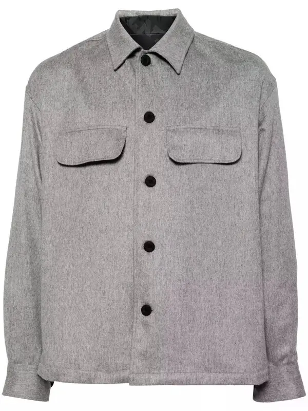 Kiton Felted Cashmere-blend Shirt - Grey