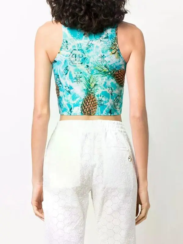 Philipp Plein Pineapple Skies Cropped Top