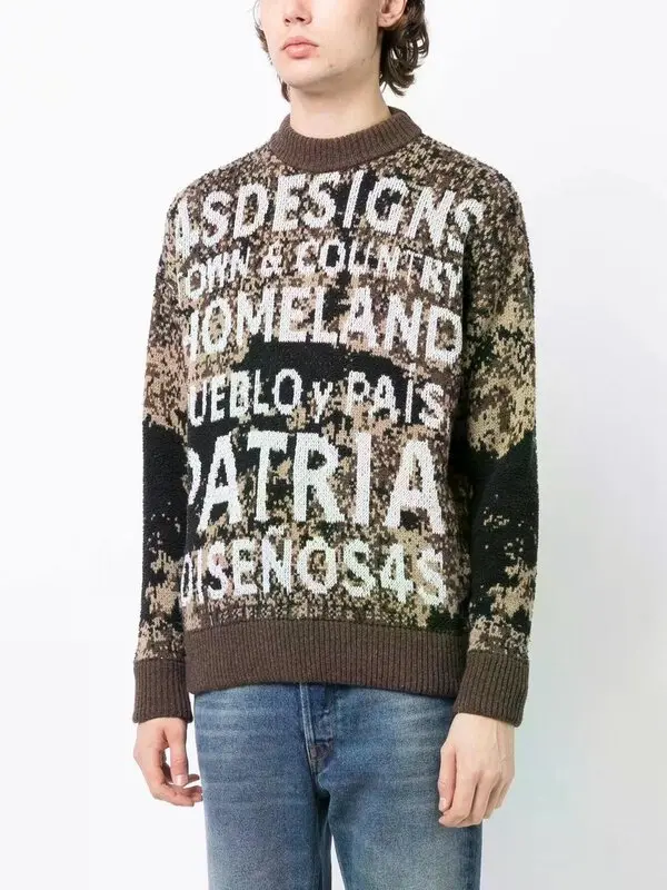 4SDESIGNS Slogan Intarsia-knit Sweatshirt