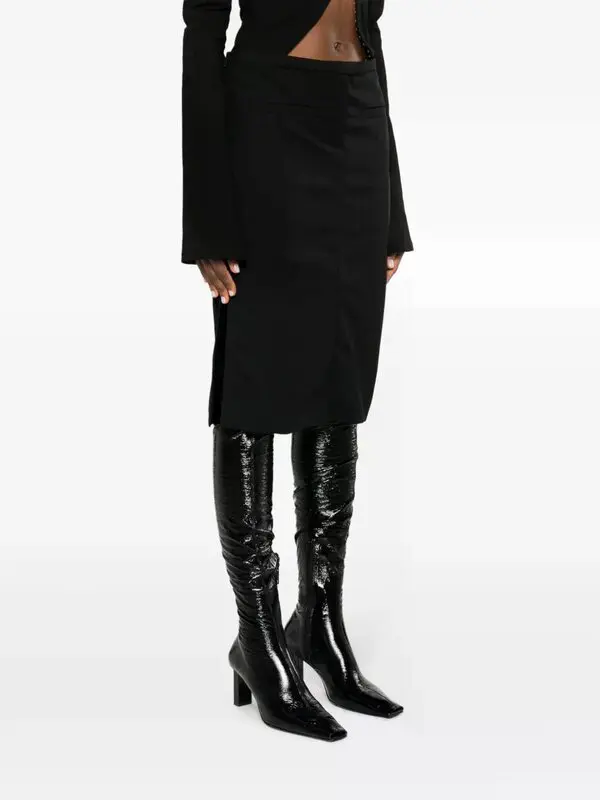 COURREGES Logo-appliqué High-waist Midi Skirt