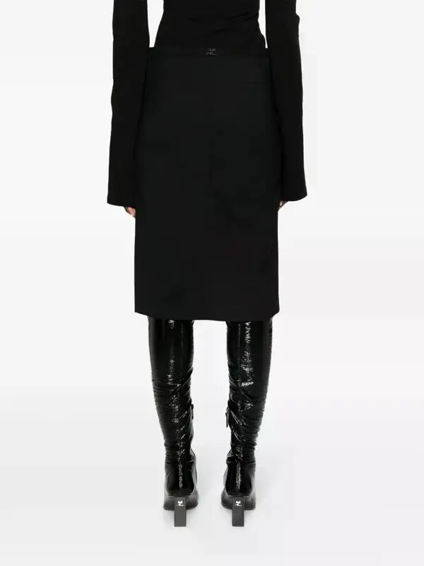 COURREGES Logo-appliqué High-waist Midi Skirt
