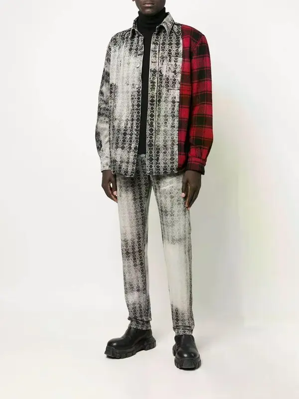Roberto Cavalli Long-sleeved Patchwork Shirt