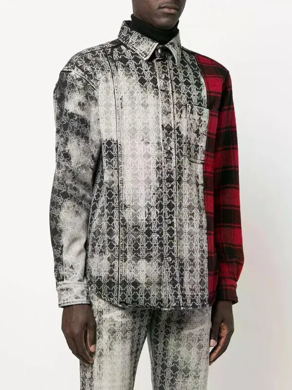 Roberto Cavalli Long-sleeved Patchwork Shirt