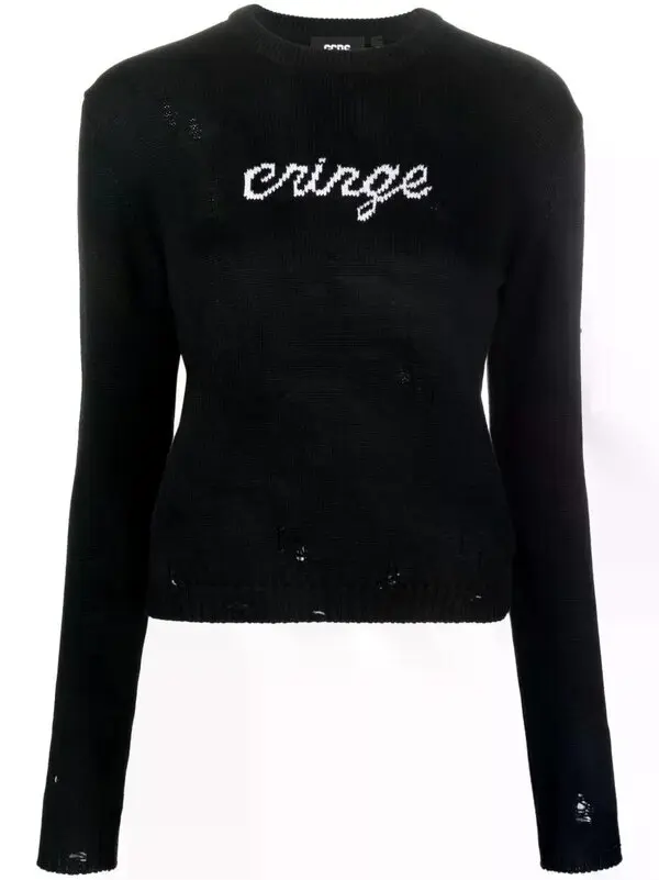 Gcds Distressed-effect Intarsia-knit Jumper