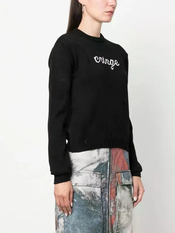 Gcds Distressed-effect Intarsia-knit Jumper