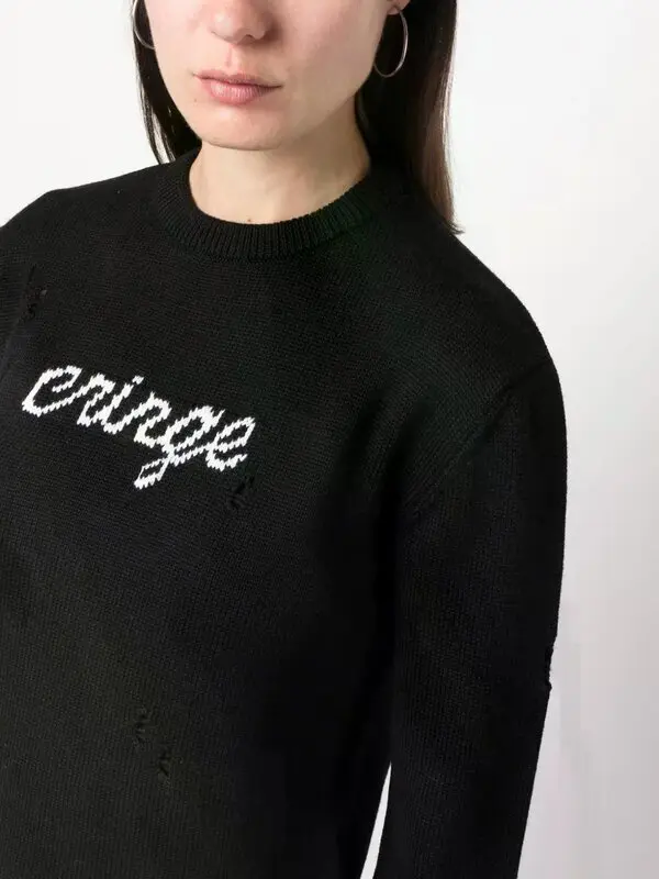 Gcds Distressed-effect Intarsia-knit Jumper