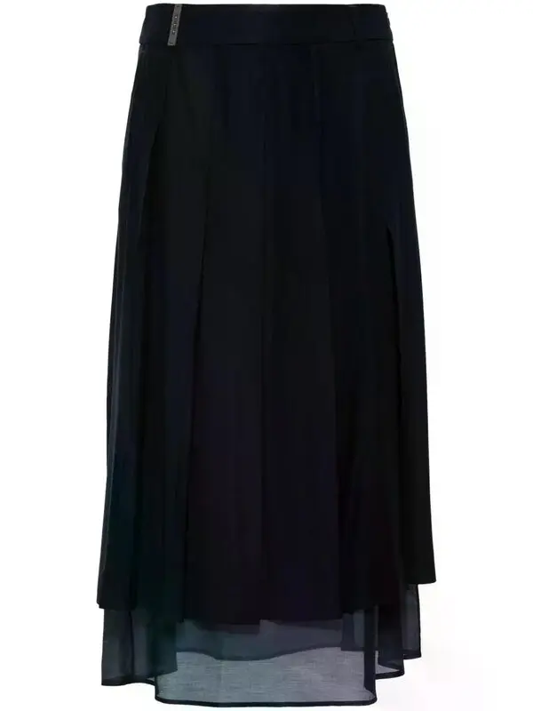 Peserico Pleated Virgin Wool-blend Midi Skirt