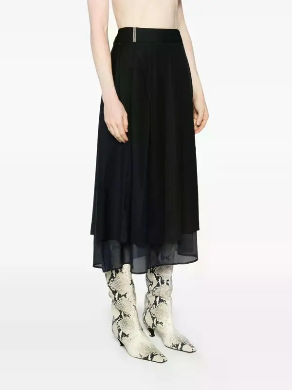 Peserico Pleated Virgin Wool-blend Midi Skirt