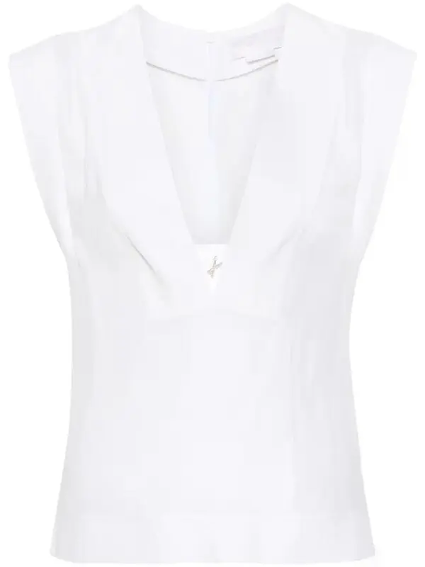 GENNY Logo-embellished Sleeveless Blouse - White