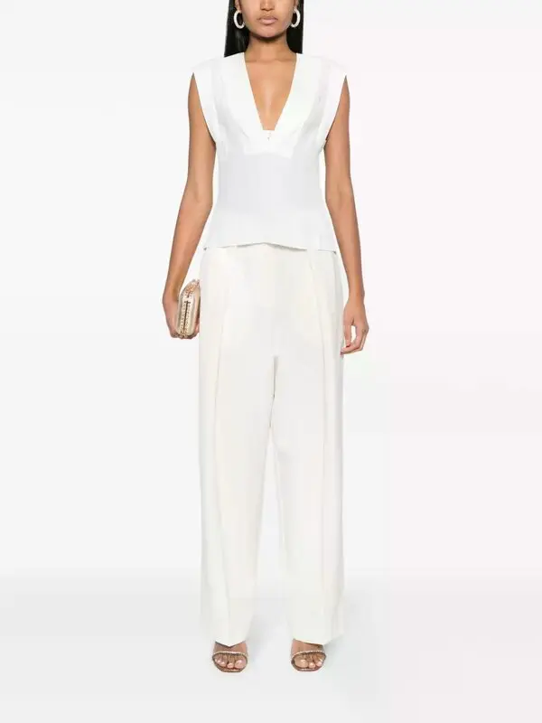 GENNY Logo-embellished Sleeveless Blouse - White