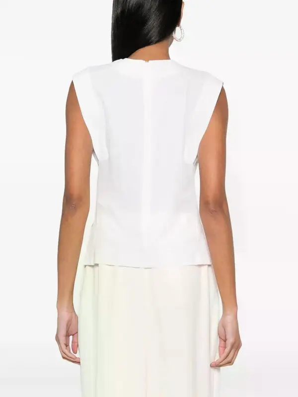 GENNY Logo-embellished Sleeveless Blouse - White